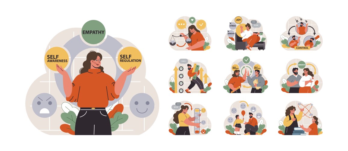 Emotional intelligence set emotion balance Vector Image
