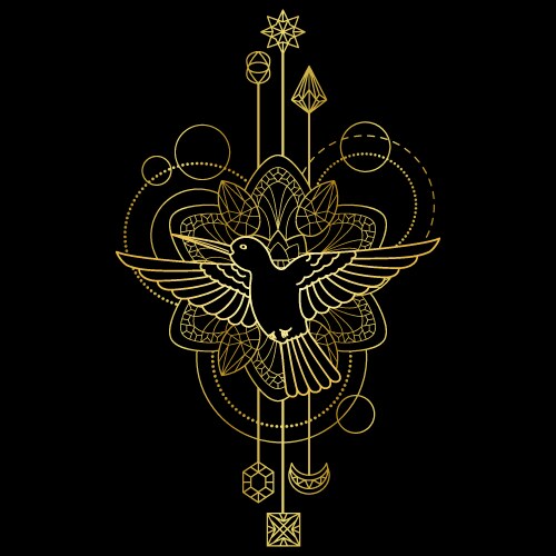 Black and gold hummingbird Royalty Free Vector Image