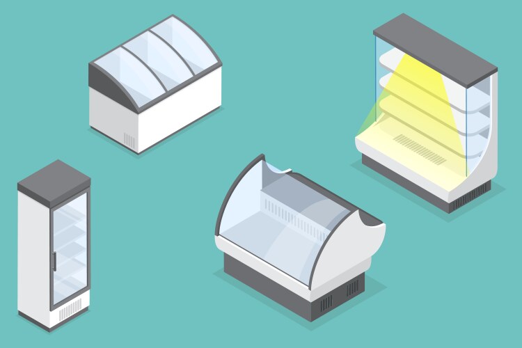 3d isometric flat set of commercial display Vector Image
