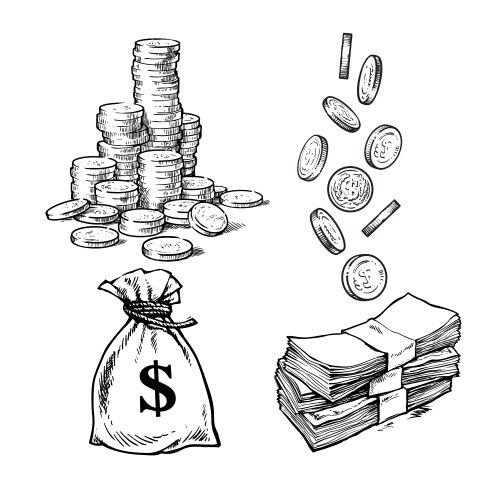 Coin stacks isolated sketch money and finance Vector Image