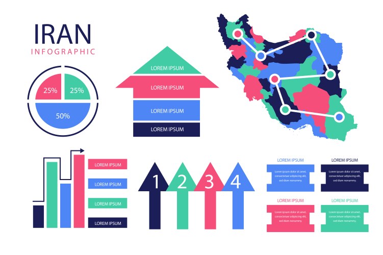 Iran map infographics Royalty Free Vector Image