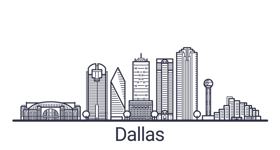 Dallas skyline hand drawn Royalty Free Vector Image