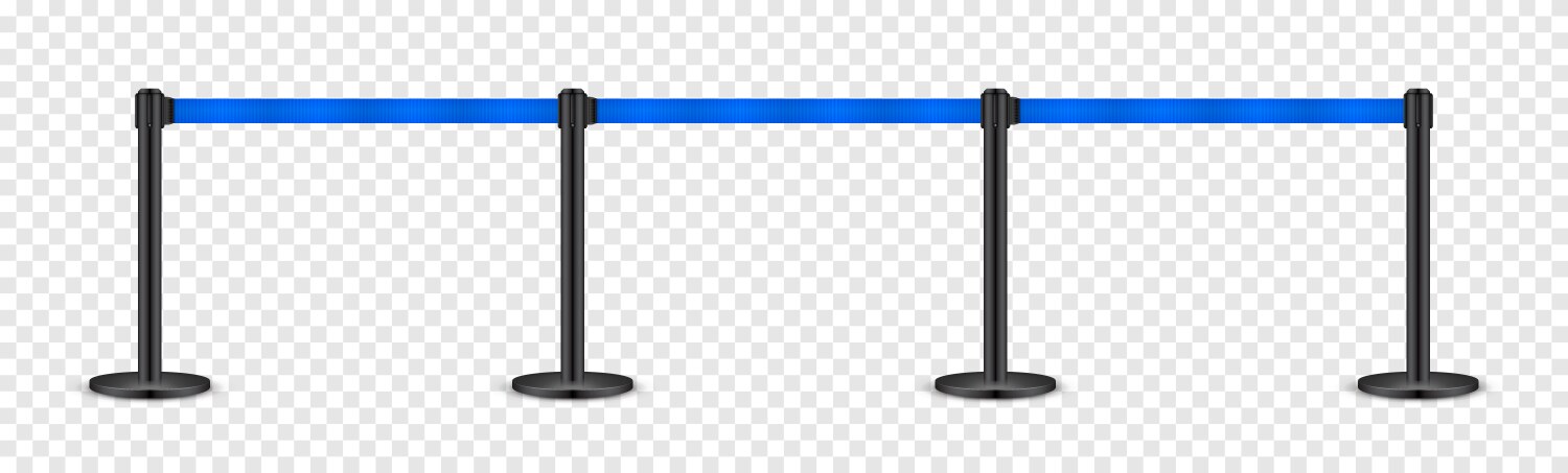 Realistic blue retractable belt stanchion crowd Vector Image