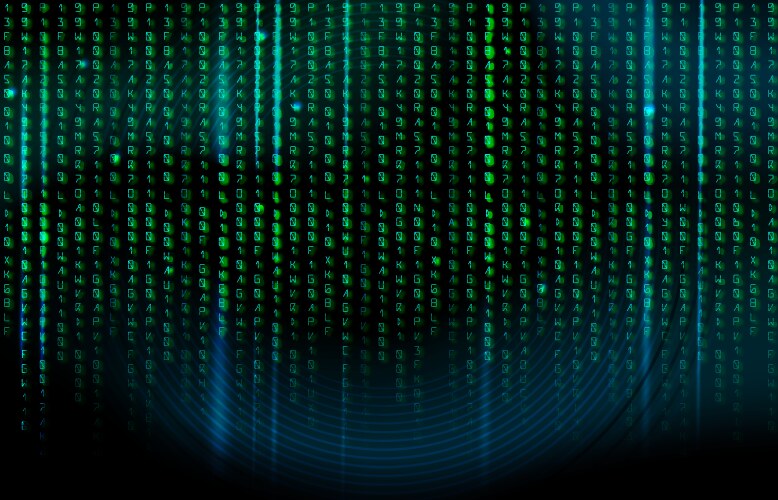 Falling random numbers blue matrix background Vector Image Falling random numbers blue matrix background Vector Image