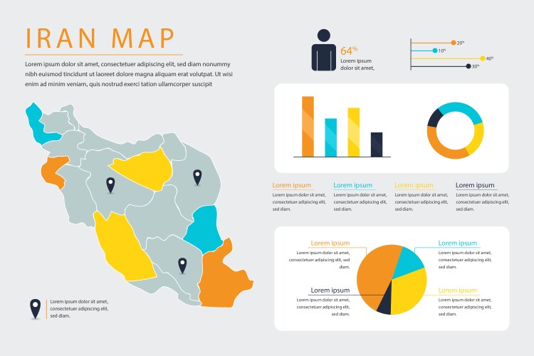 Iran map infographics Royalty Free Vector Image