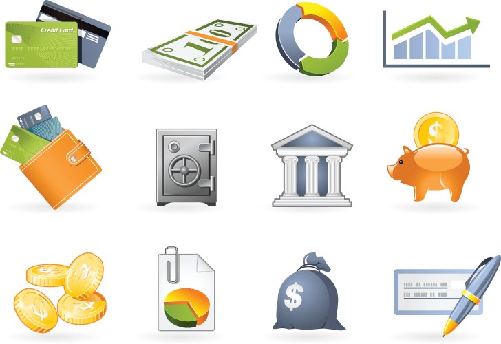 Banking Icon Collection – Royalty-Free Vector | VectorStock
