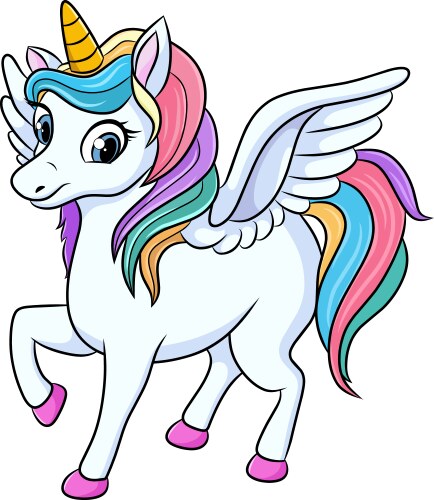 Rainbow Unicorn Cartoon Royalty Free Vector Image