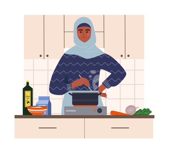 Muslim Chef Cartoon - Halal Kitchen – Royalty-Free Vector | VectorStock