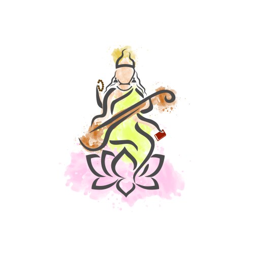 Saraswati Mata Vector Images (11)