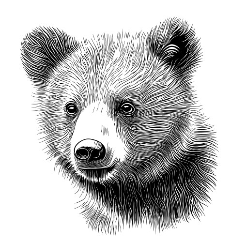 Bear cub face sketch hand drawn cartoon style Vector Image