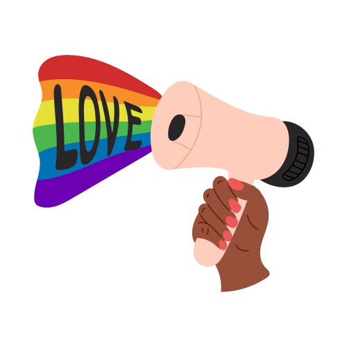 Pride month poster with hand lgbtq rainbow flag Vector Image