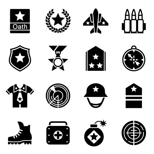 Military and army design element icon set Vector Image