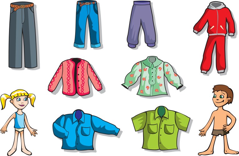 Cute cartoon boy with clothes separately - jacket Vector Image