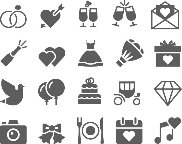 Wedding icons set Royalty Free Vector Image - VectorStock