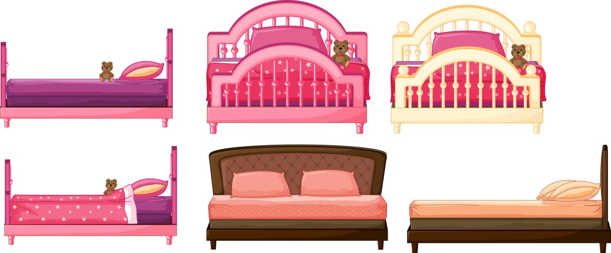 Set bedroom interior Royalty Free Vector Image