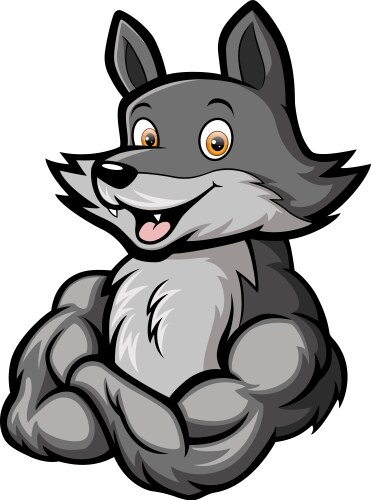 Wolf mascot cartoon with snarling face Royalty Free Vector