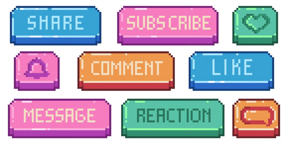 Stone pixel buttons old school video game Vector Image