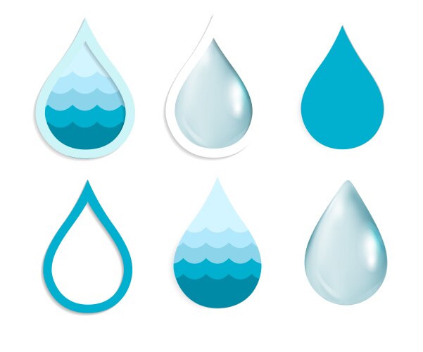 Set of 3d water drop isolated Royalty Free Vector Image