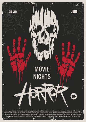 Horror movie nights from october 25 to 28 at 8 pm Vector Image