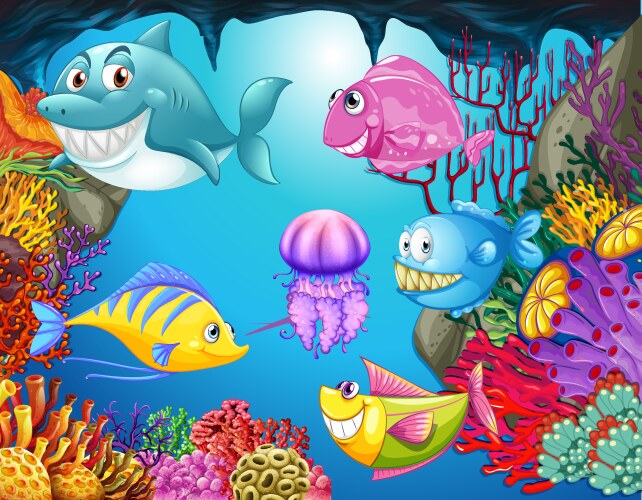 Beach with shells and sea animals 3 Royalty Free Vector