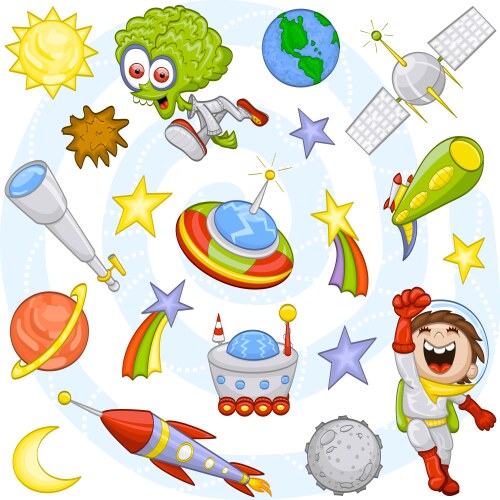 Cartoon space icons Royalty Free Vector Image - VectorStock