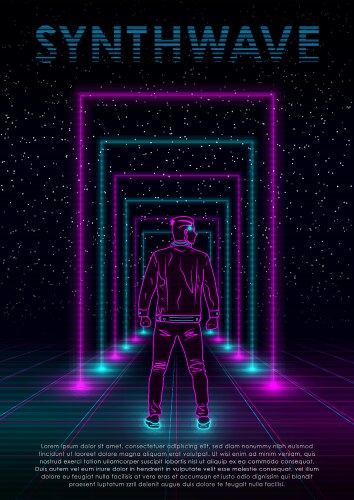 Retro wave outer space vaporwave Royalty Free Vector Image
