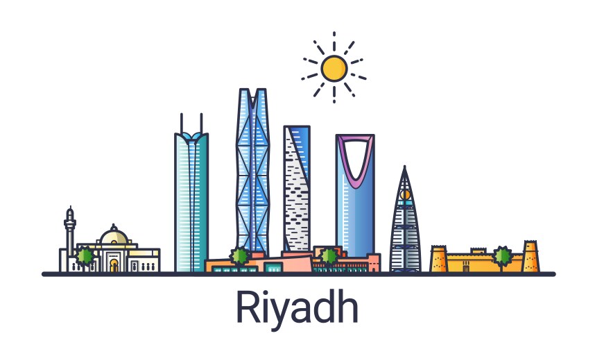 Riyadh saudi arabia city skyline with color Vector Image