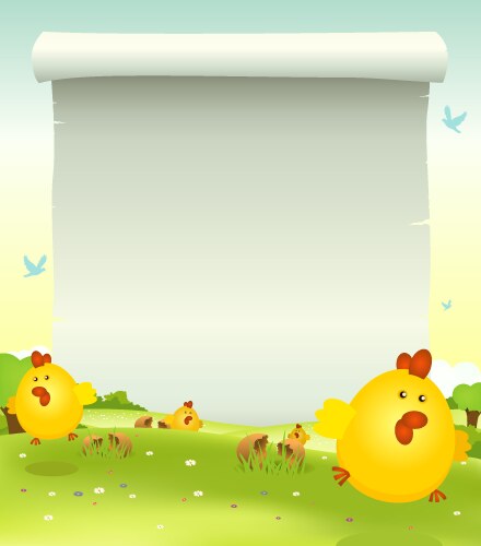 Holidays easter chicken poster Royalty Free Vector Image