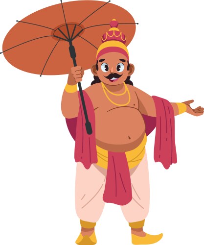 King mahabali in boat celebrating onam Royalty Free Vector