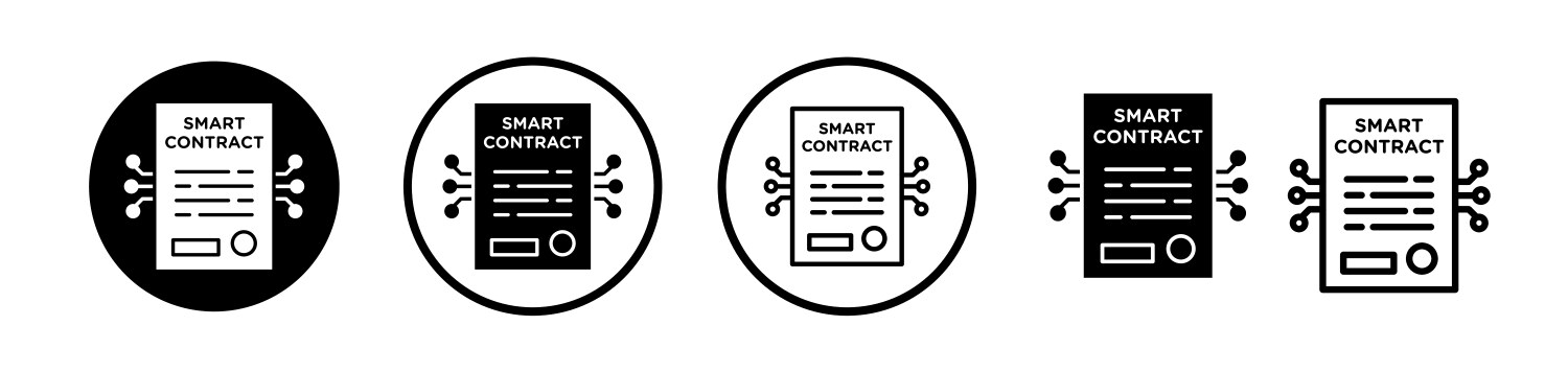 Smart contract icon set on white background Vector Image