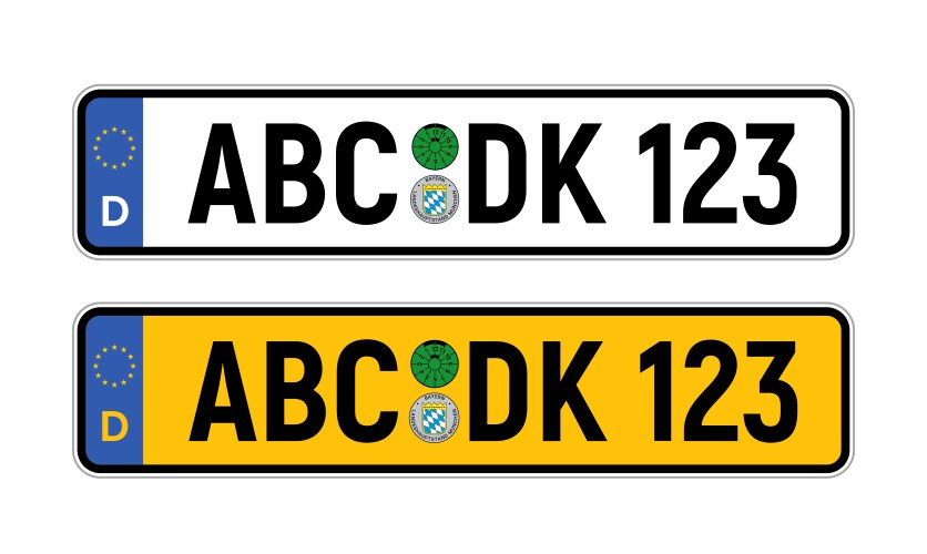 Car license plates alphabet vehicle registration Vector Image