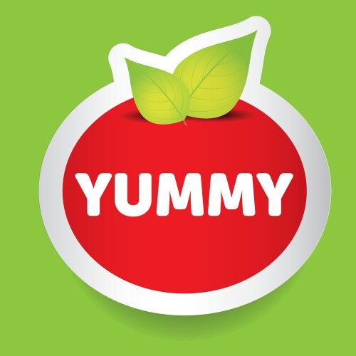 Yummy icon logo delicious eat face smile after Vector Image