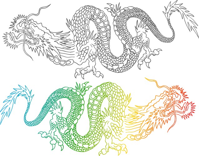 Ornamental isolated chinese golden dragon Vector Image