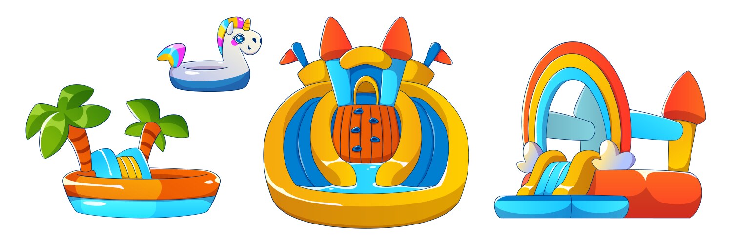 Cartoon set of colorful bouncy slides Royalty Free Vector