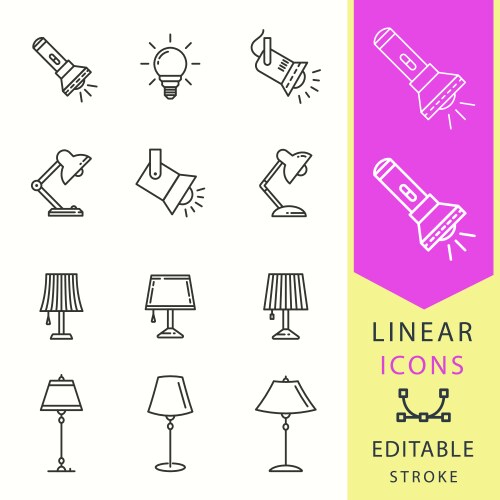 Stage lighting icons Royalty Free Vector Image