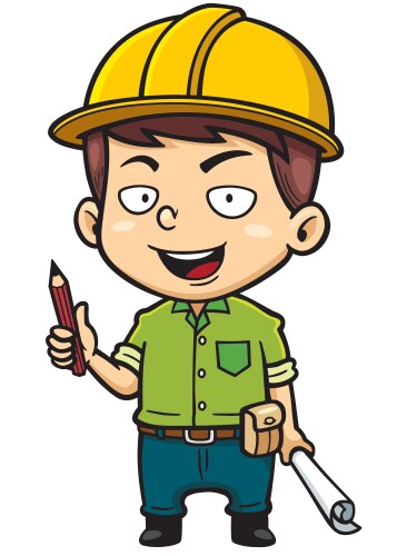 Cartoon architect in office Royalty Free Vector Image