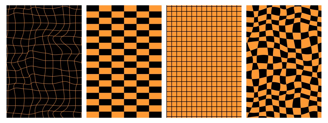 Groovy checkered patterns Royalty Free Vector Image