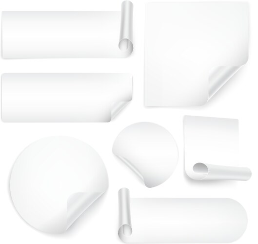 Realistic set of transparent stickers peel off Vector Image