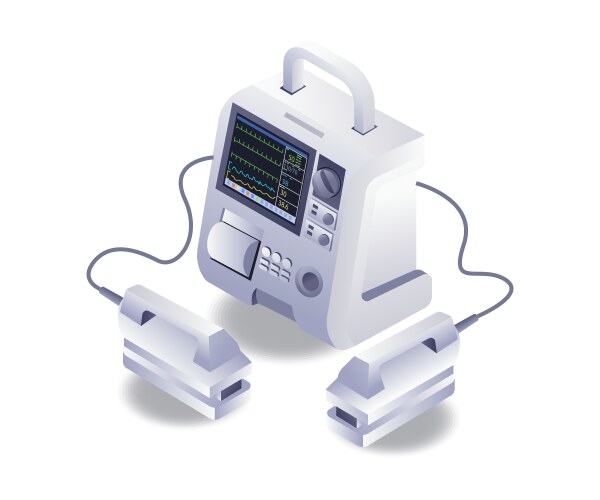 Medical equipment ecg machine patient flat Vector Image