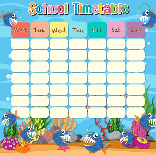 School sketch timetable schedule template Vector Image