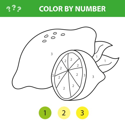 Pear - painting page color numbers worksheet Vector Image