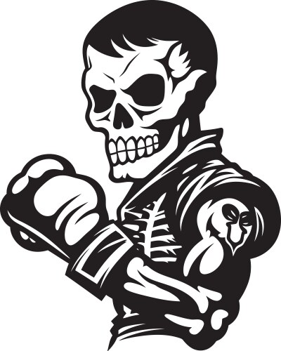 Death match skeleton boxing black logo design Vector Image