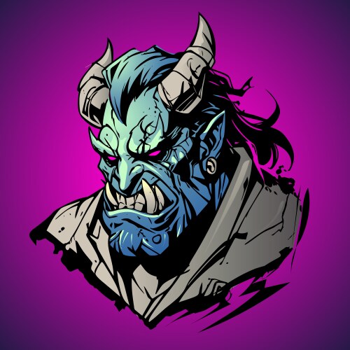 Devil face comic style for your infernal graphics Vector Image