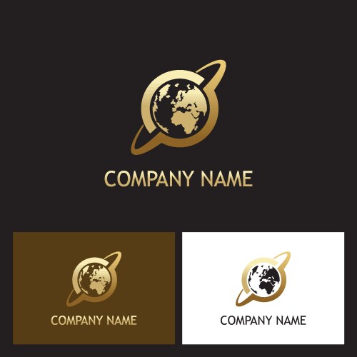 Globe sphere digital technology gold logo Vector Image