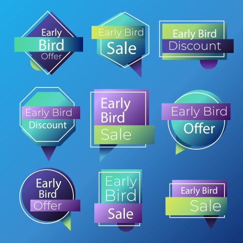Early bird label collection Royalty Free Vector Image