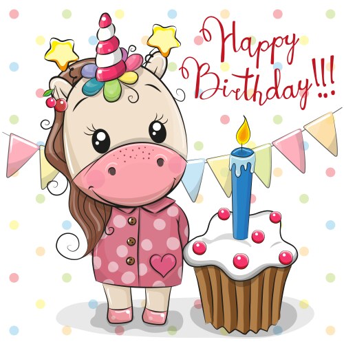 Cartoon unicorn on a pink background Royalty Free Vector