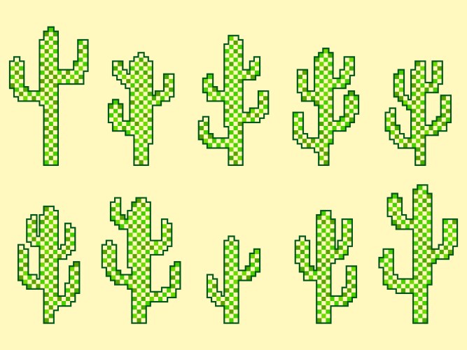 Pixel Cactus Vector Images (over 300)