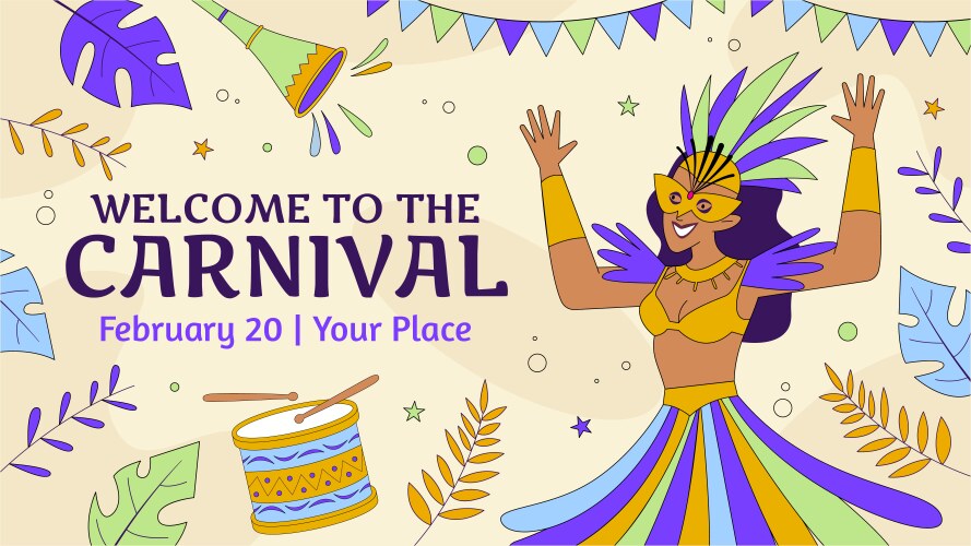 Carnival celebration youtube thumbnail Royalty Free Vector