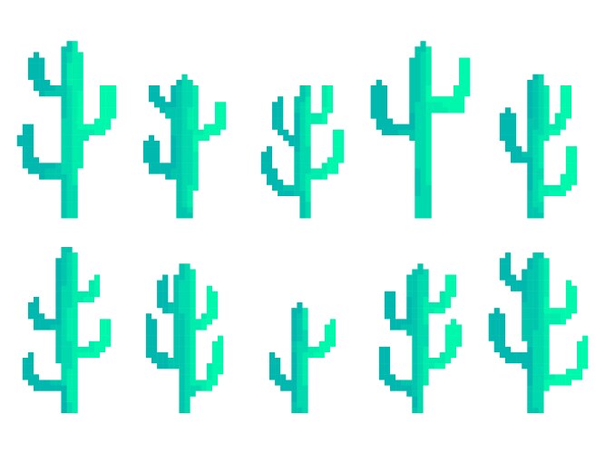 Pixel Cactus Vector Images (over 300)