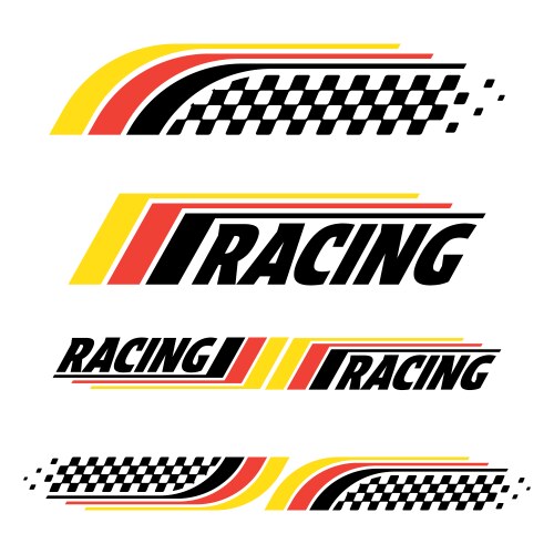 Racing sport set logotypes colorful Royalty Free Vector